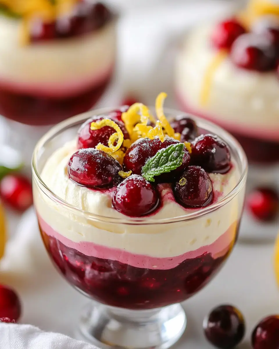 Zitronen Cranberry Cheesecake Mousse