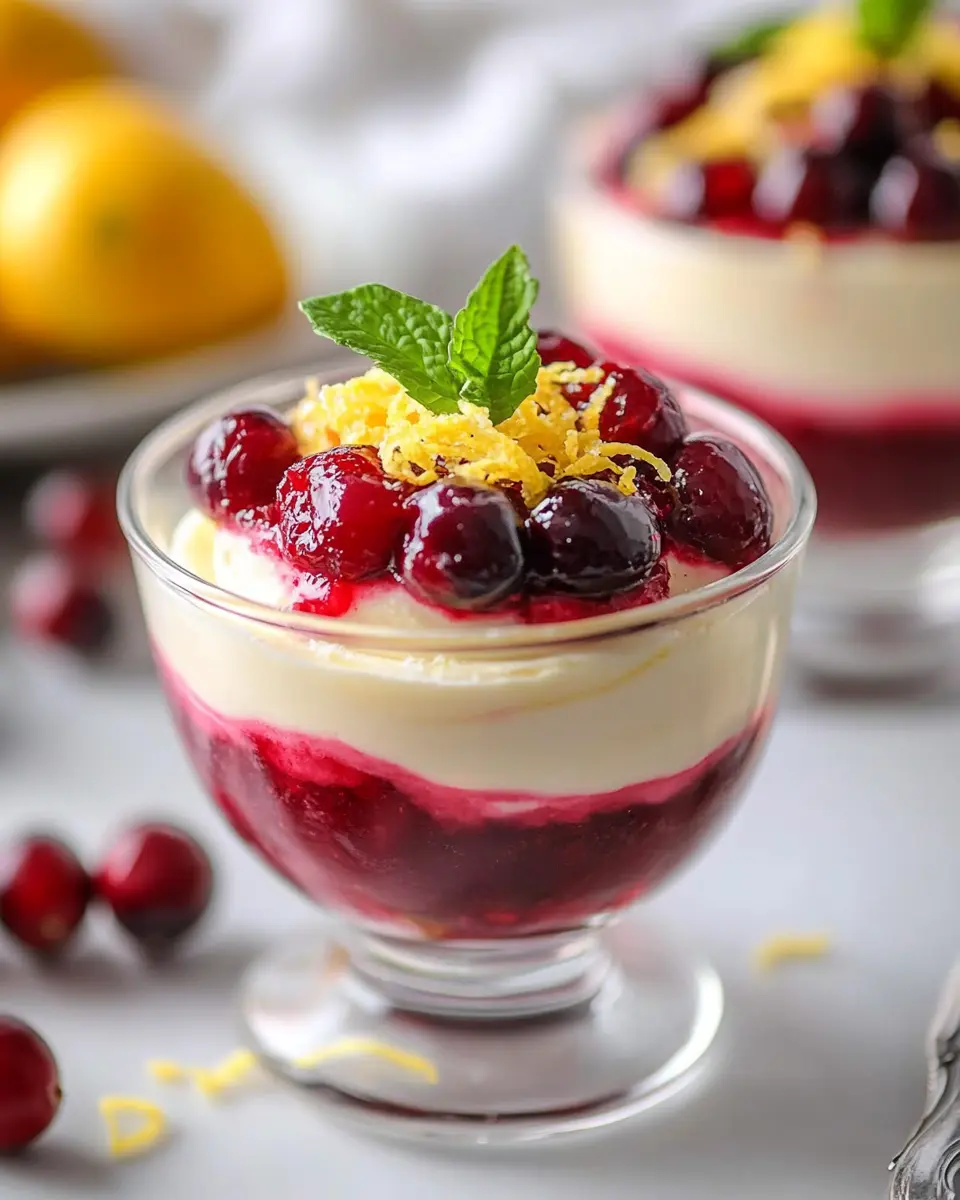 Zitronen Cranberry Cheesecake Mousse