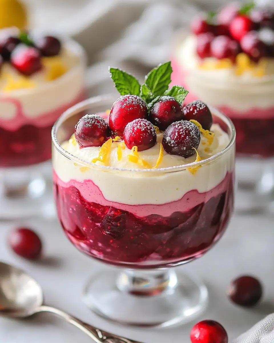Zitronen Cranberry Cheesecake Mousse