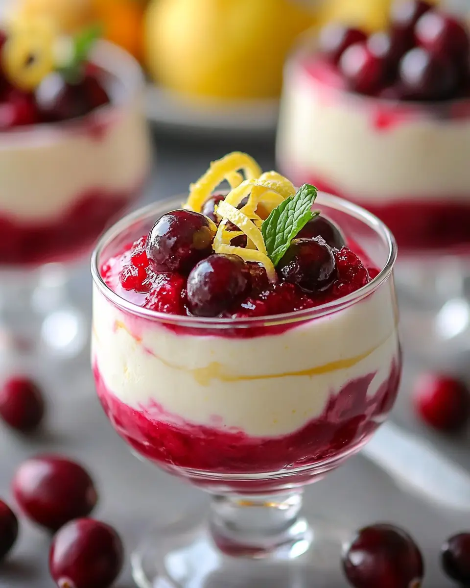 Zitronen Cranberry Cheesecake Mousse